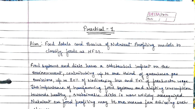 Nutrient Profiling Models: SEC Practical 1 & 2 Analysis - Studocu