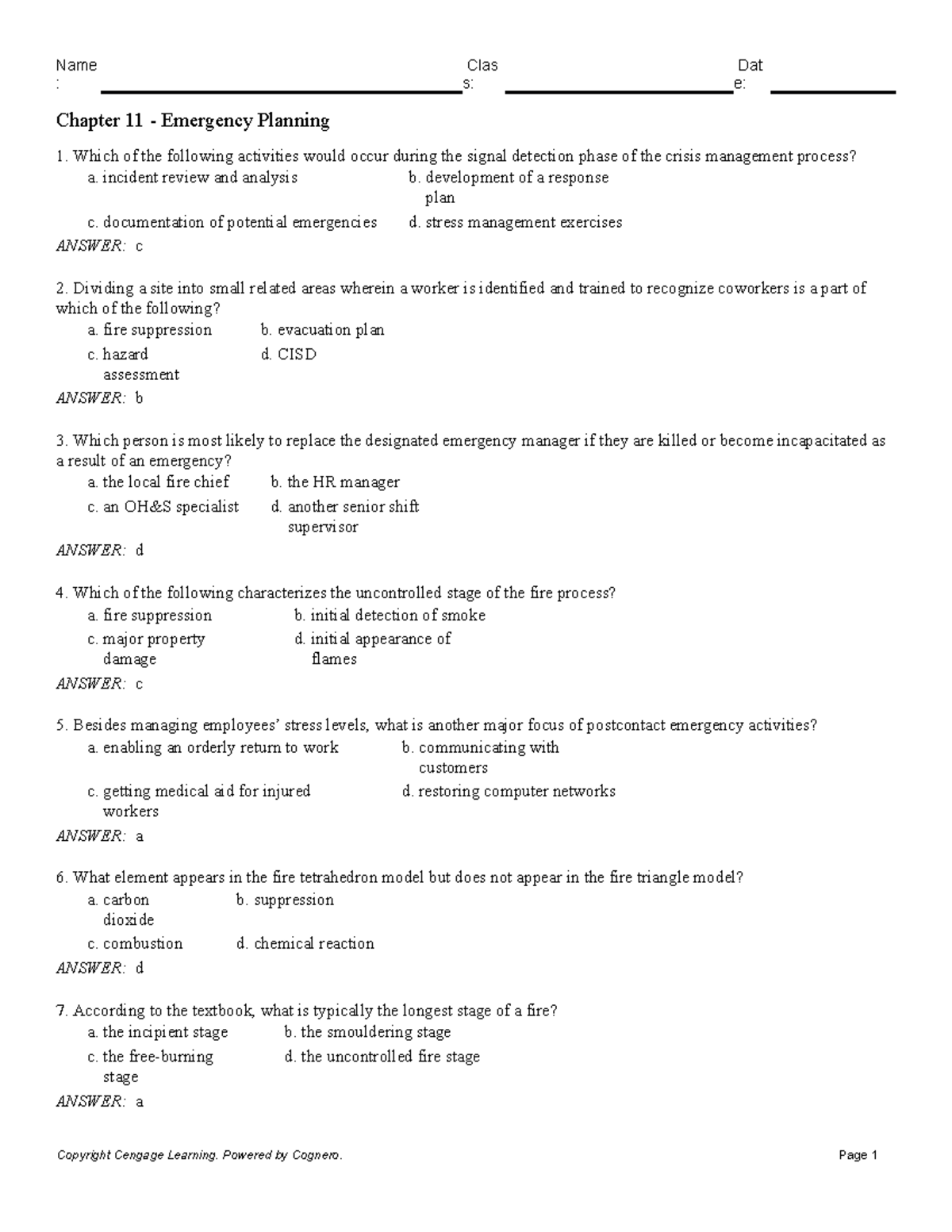 Chapter 11 - Emergency Planning: Strategies for Crisis Management - Studocu
