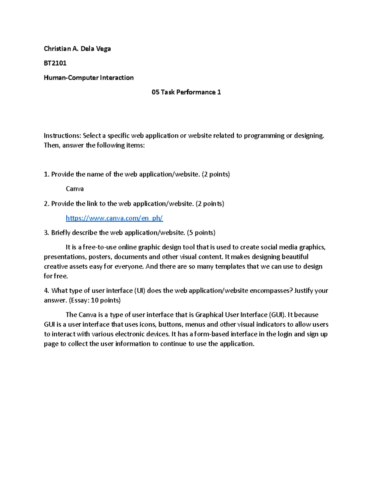05 Task Performance - HCI: Examining Canva's User Interface Insights - Studocu