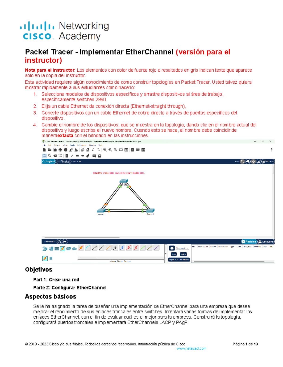 6.4.1 Packet Tracer - Implement Etherchannel - ILM - Packet Tracer - Implementar EtherChannel ...
