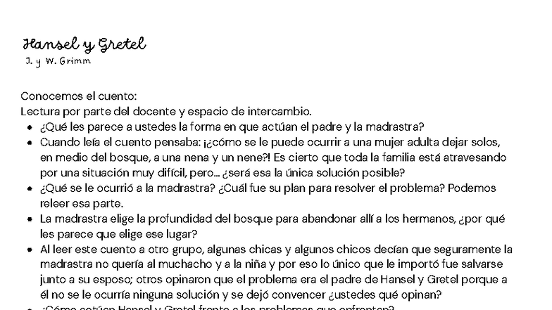 Hansel y Gretel: Análisis y Reflexiones sobre el Cuento - Secuencia ...