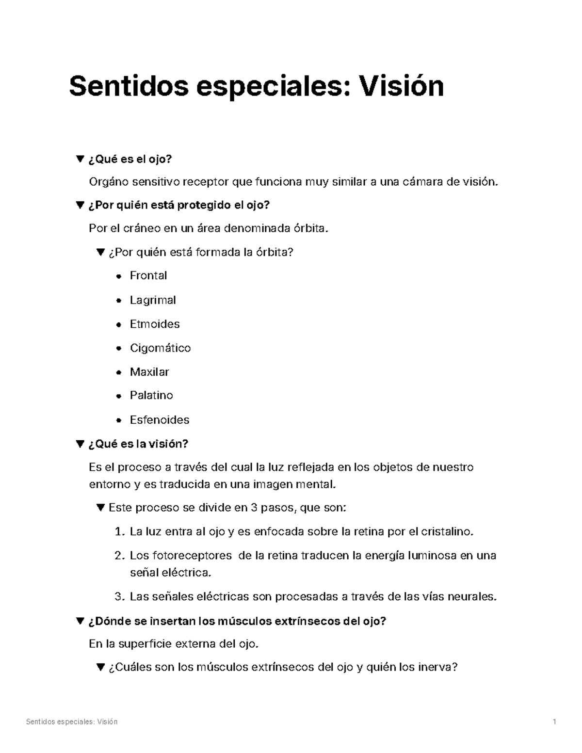 Sentidos especiales (Visión), Fisiología I (K.D) - Sentidos especiales ...