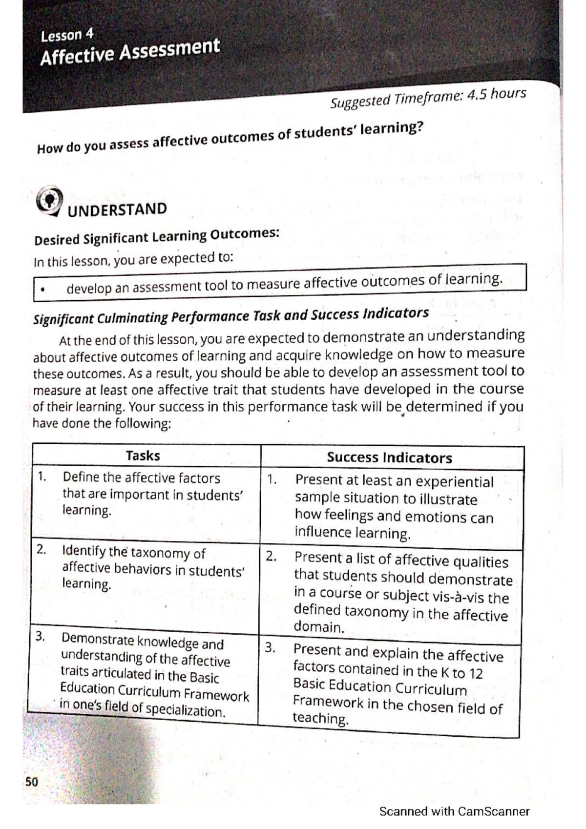 Lesson 4: Tools for Affective Assessment in Learning Outcomes - Studocu