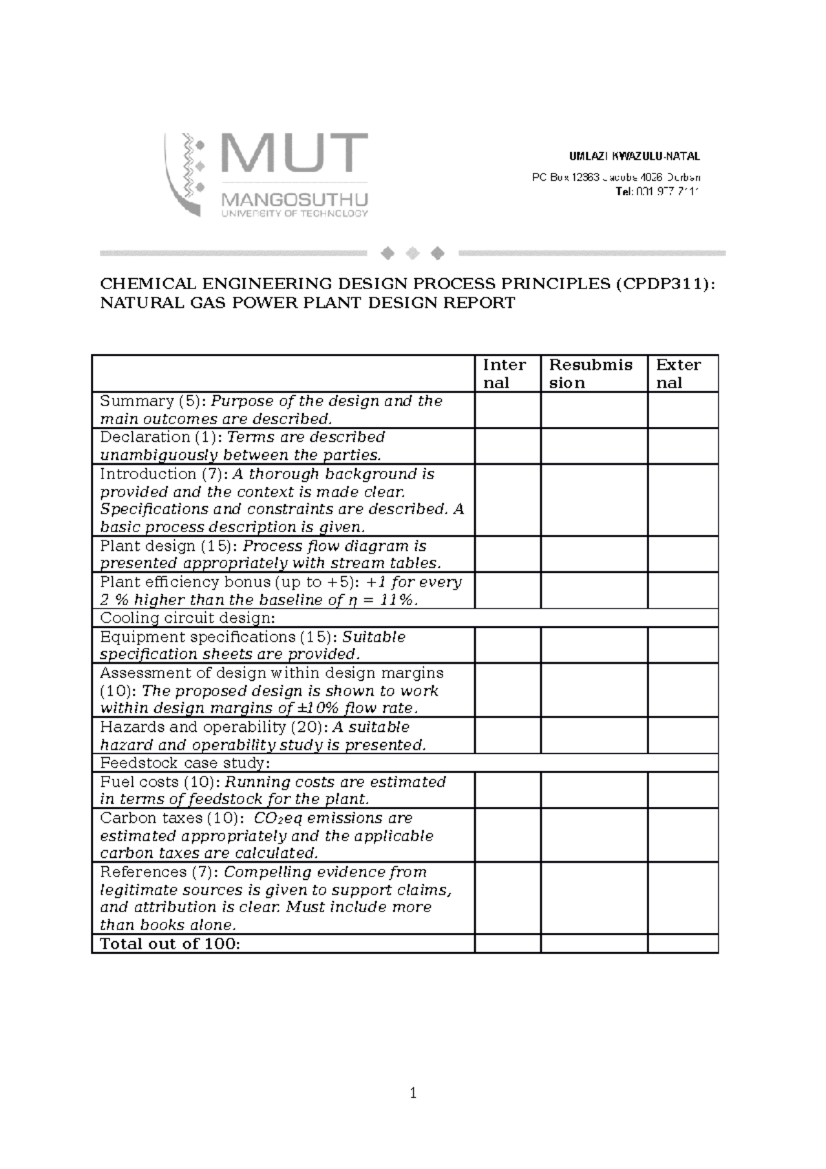 Design Project-Natural Gas Power Plant - CHEMICAL ENGINEERING DESIGN ...
