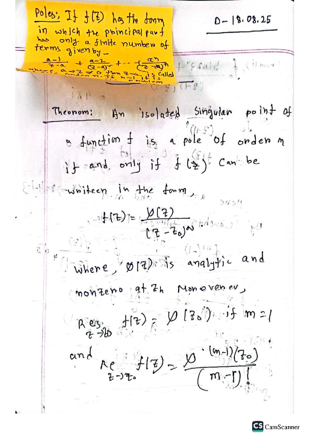 MAT 205 Final Exam Notes on Isolated Singular Points and Residues - Studocu