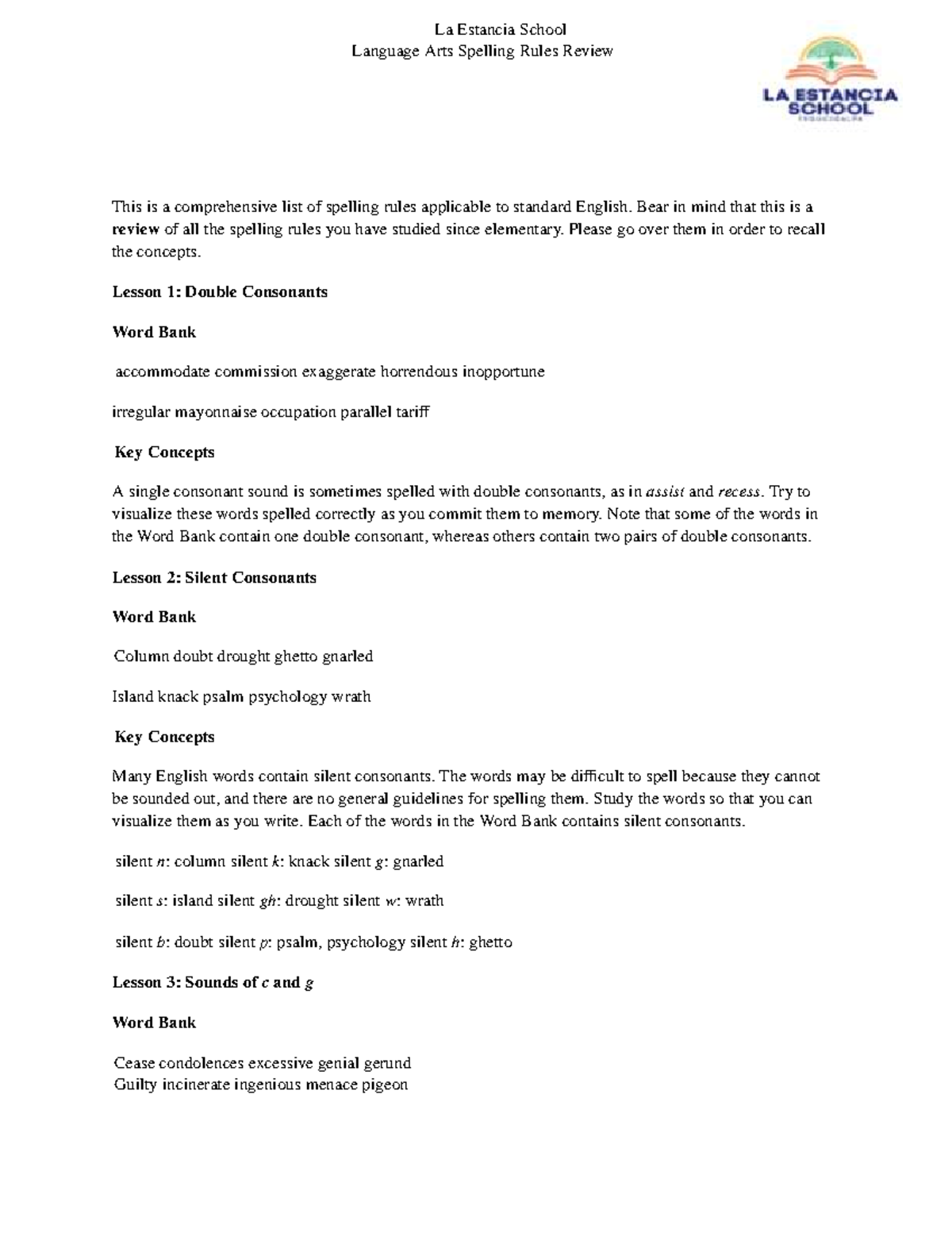 Spelling Rules Review for 10th and 11th Grade Language Arts - Studocu