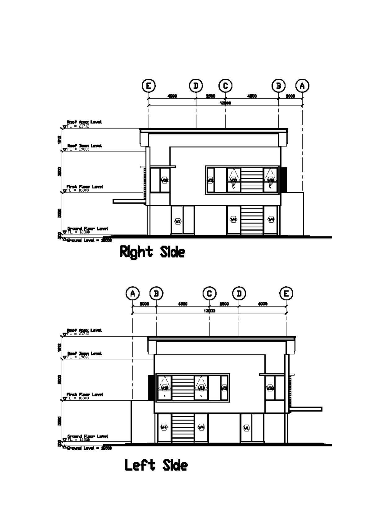 Side Elevations for EDCBA 2500-4500 Roof and Floor Levels - Studocu
