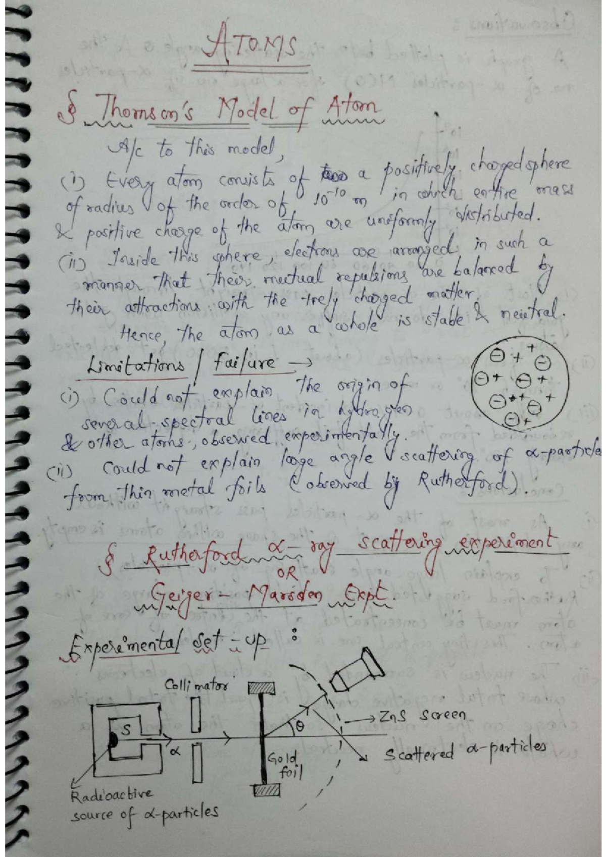 Atoms: Handwritten Notes on Rutherford's Model and Quantum Theory - Studocu