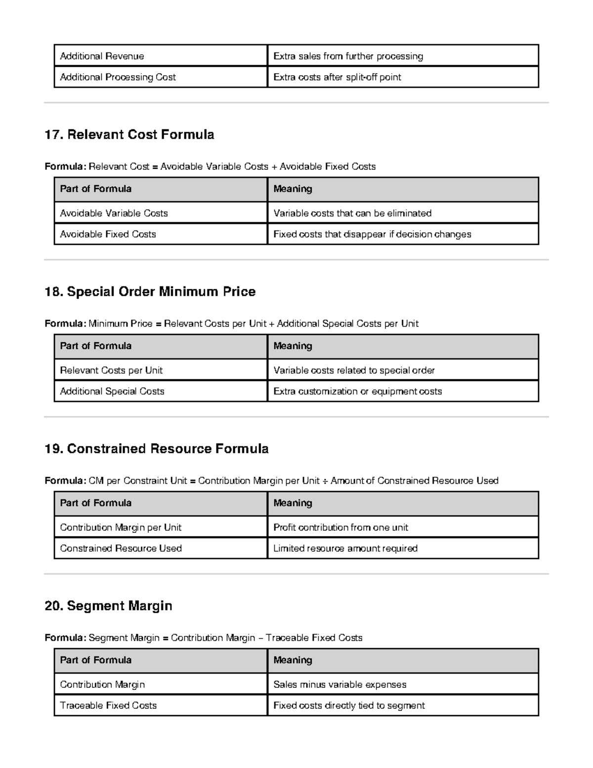 ACC2203 - Relevant Cost Formulas and Special Order Analysis - Studocu