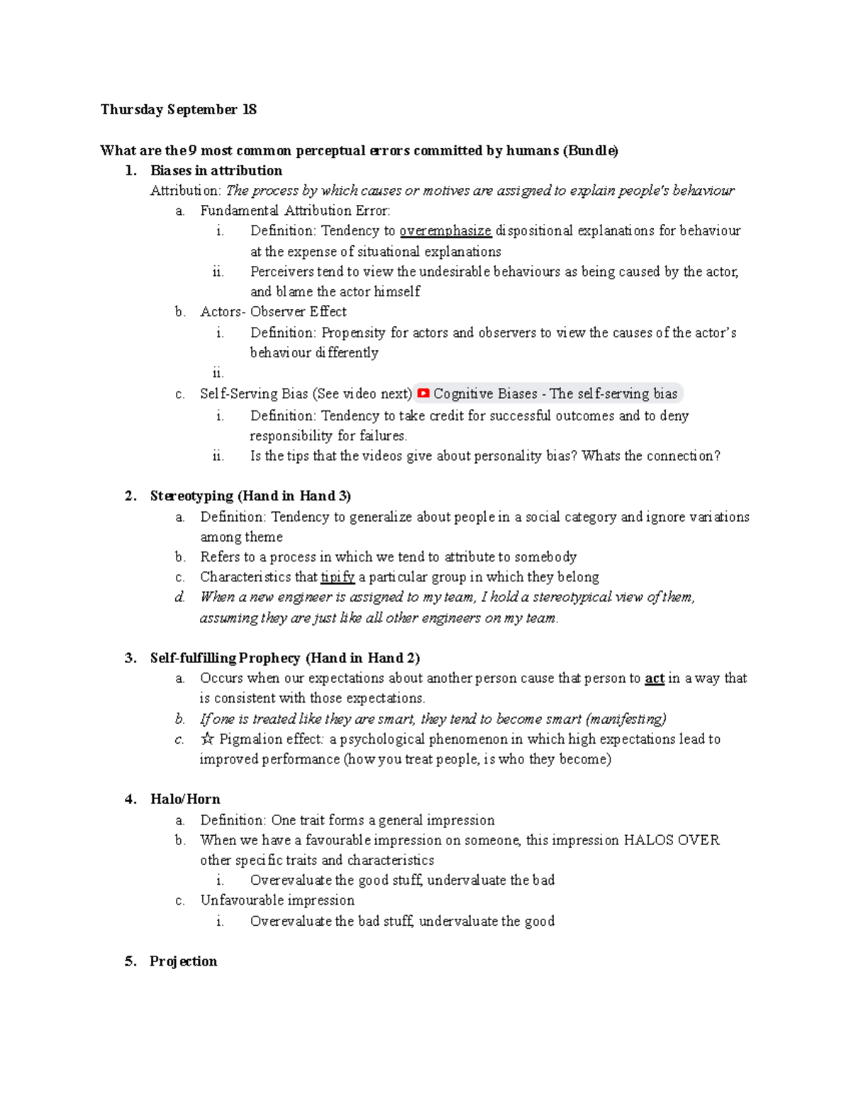 September 18 - OB Notes: Common Perceptual Errors in Humans - Studocu