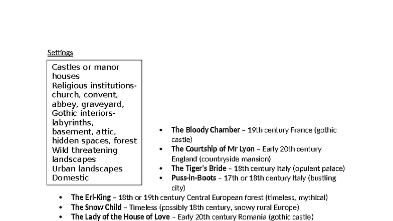 Settings in BC: Gothic Landscapes and Their Symbolism - Studocu