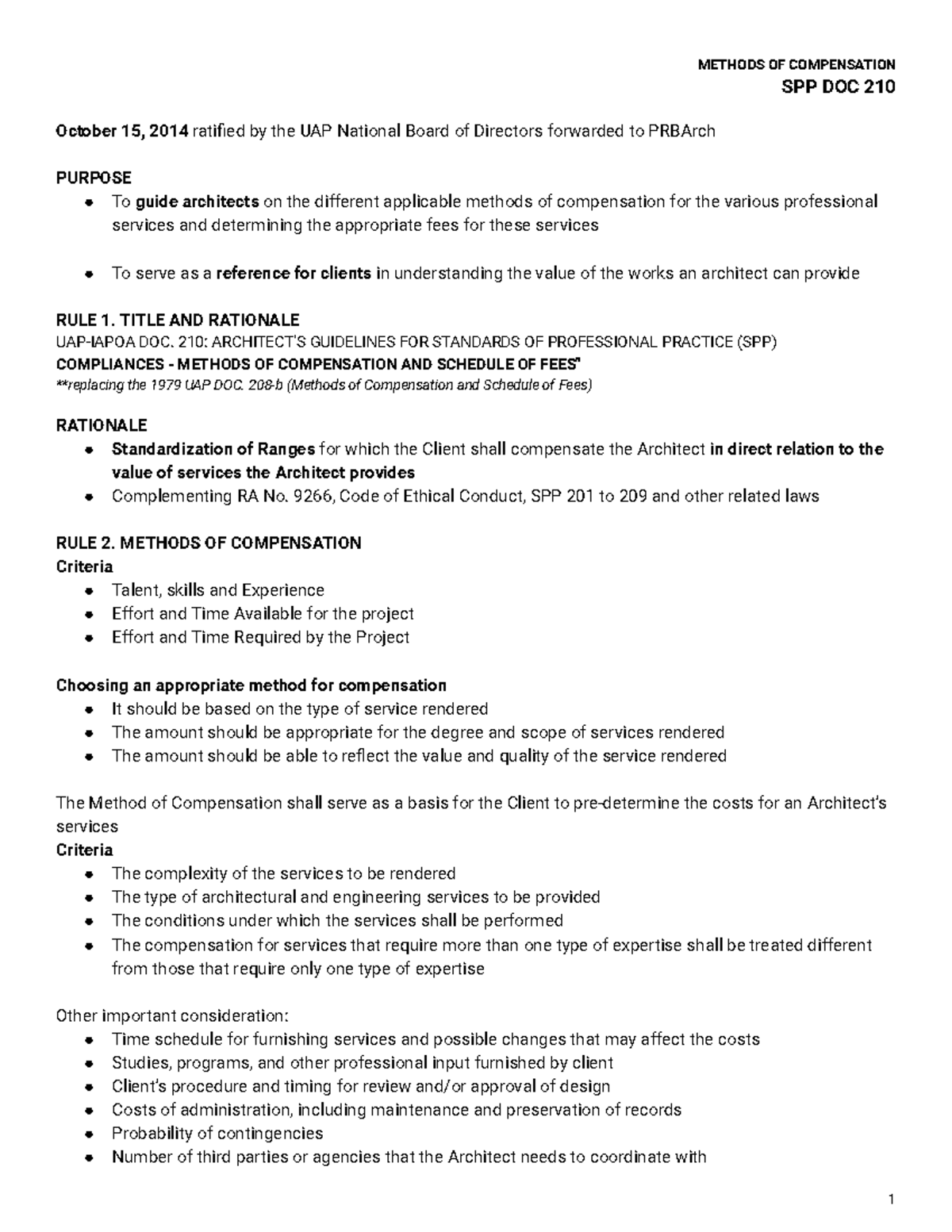ARCH 210 MOC - moc - SPP DOC 210 October 15, 2014 ratified by the UAP ...