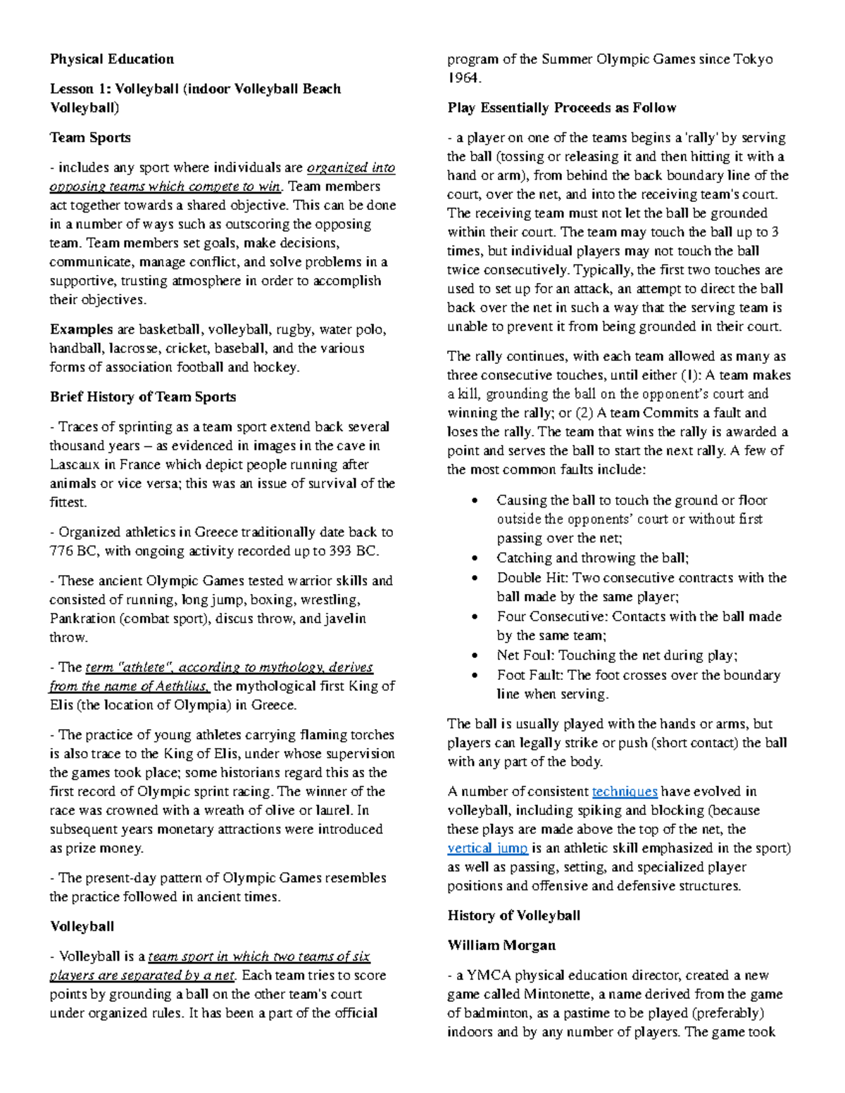 Physical Education: Lesson 1 - Team Sports, History & Skills (PE101 ...