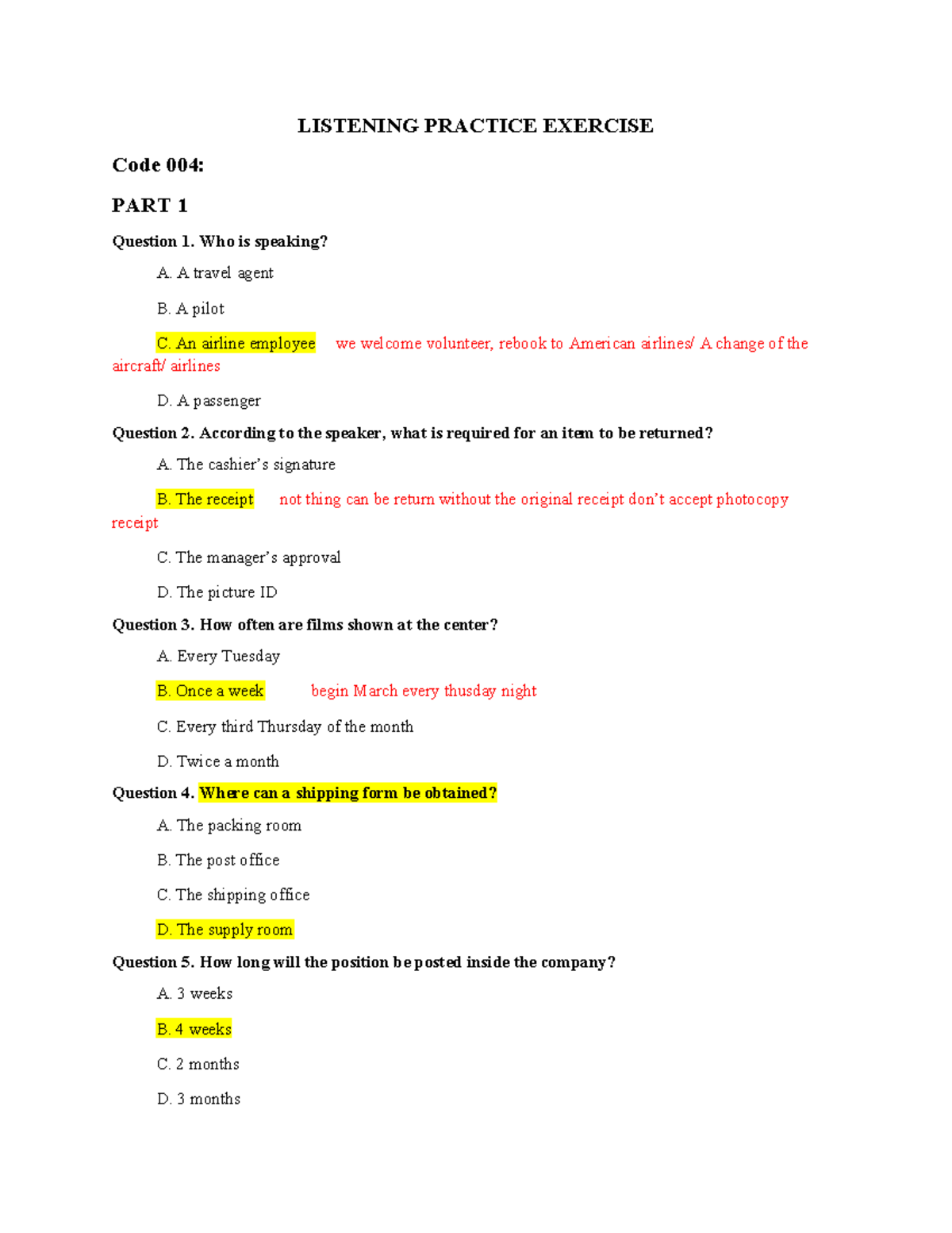 Vstep Listening Practice TEST 4-5 Exercises and Questions - Studocu