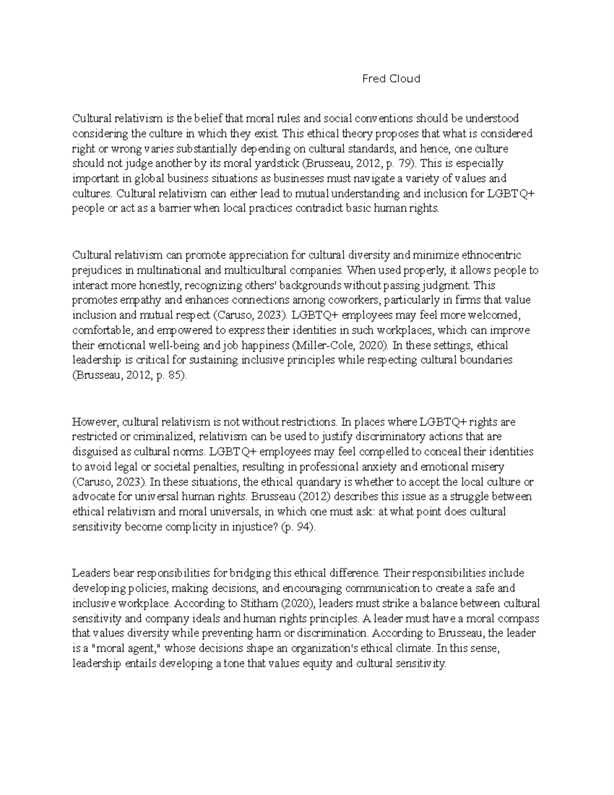 Business Ethics Mode 4 Assignment: Cultural Relativism in Global ...