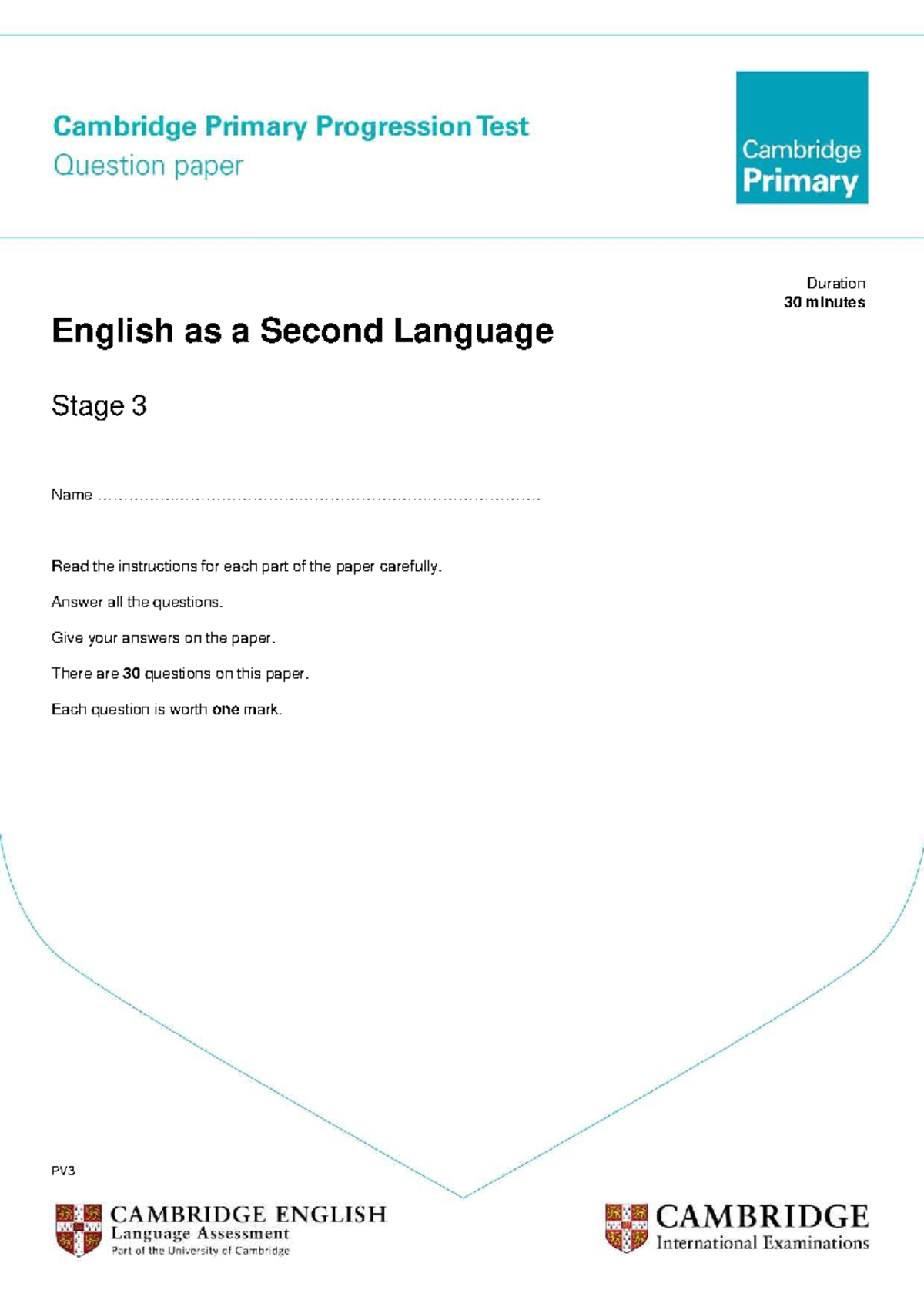 Progression Test ESL Stage 3: Listening & Reading Comprehension - Studocu
