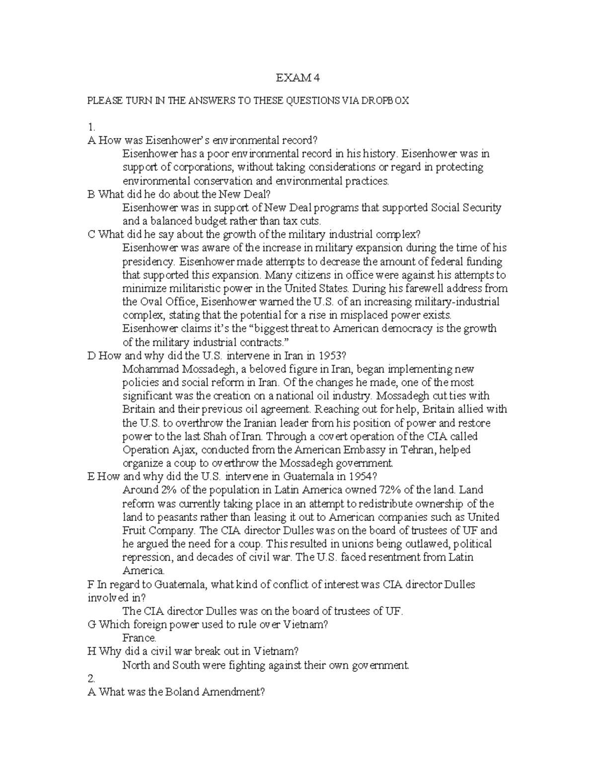 HIST 300 - Exam 4 Study Guide on Eisenhower, Cold War & Society - Studocu