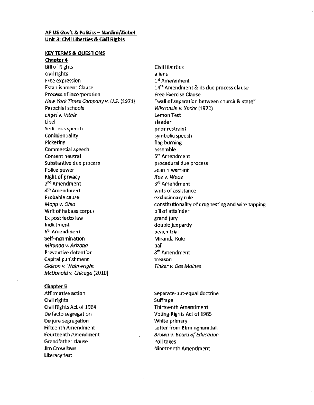 Unit 3 Packet for binder (Fall 2021-2022) - AP US Politics Unit 3 ...