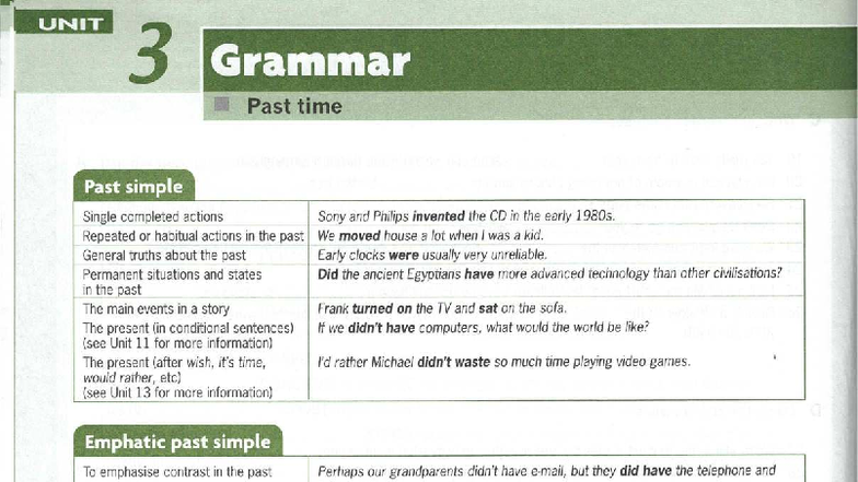 BRW900F0C31D46B 003171 Unit 3: Past Simple & Continuous Grammar Notes ...