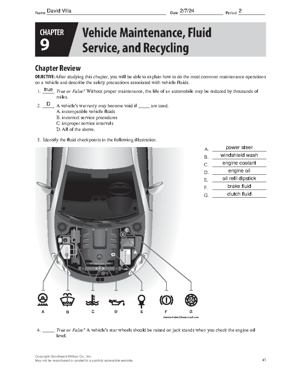 Chapter 9 Review: Vehicle Maintenance and Fluid Service Insights - Studocu