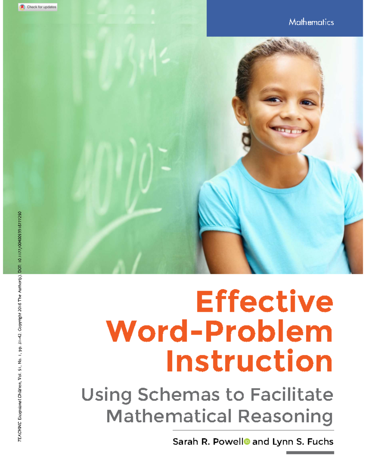Effective Word-Problem Instruction with Schemas in Teaching (EDUC 341 ...