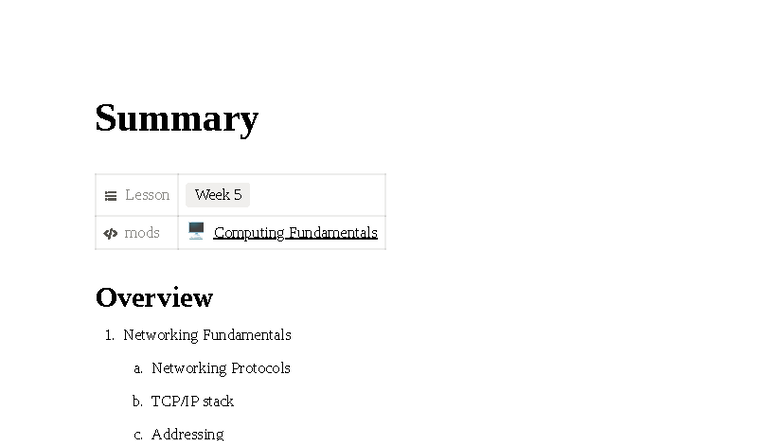 IS114 Summary: Week 5 Lesson on Networking & Cloud Fundamentals - Studocu
