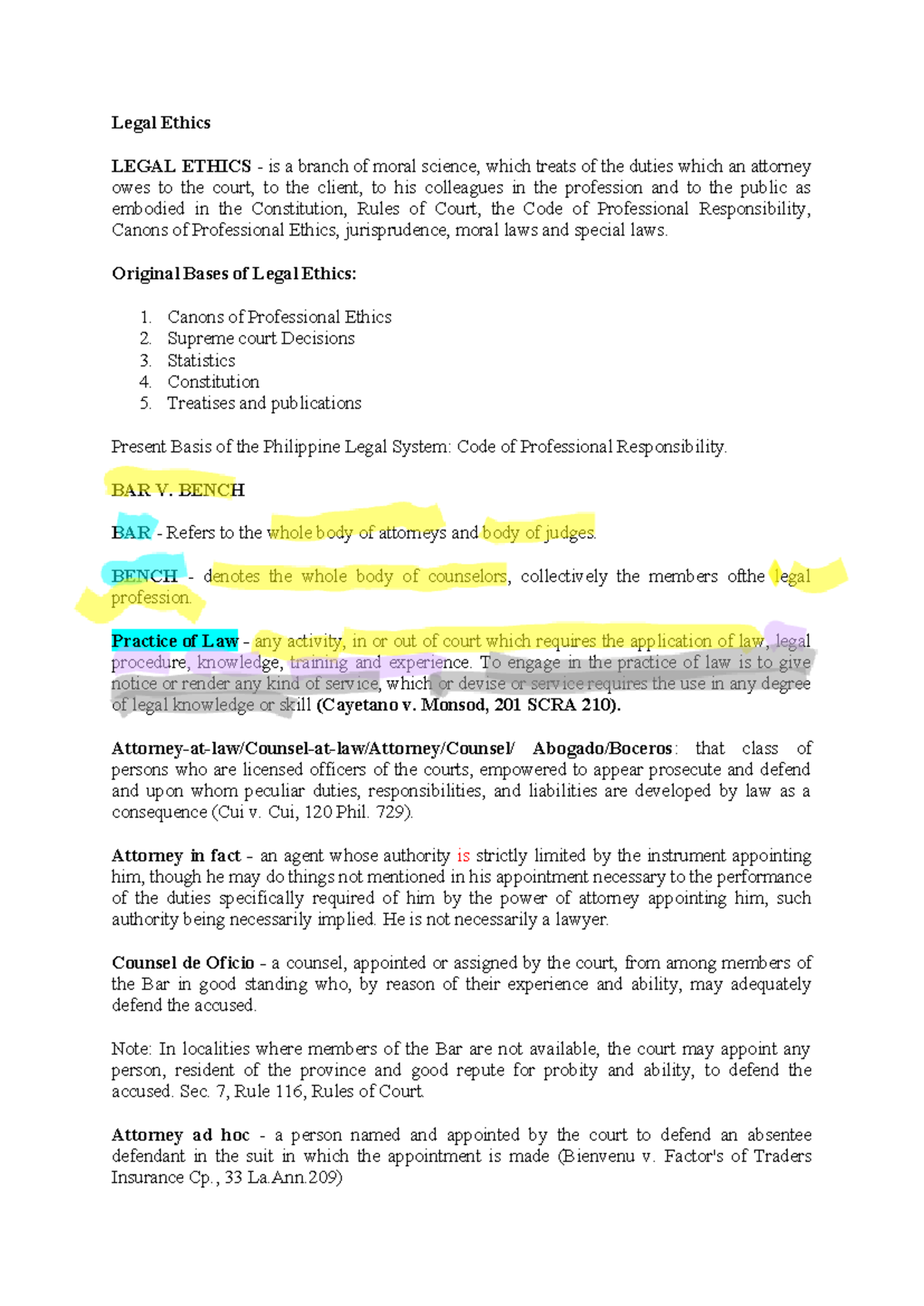 Basic Legal and Judicial ethics - Legal Ethics LEGAL ETHICS - is a ...