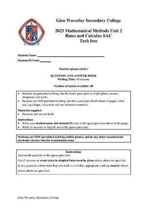 Mathematical Methods - Grade: 10 - Secondary School - Studocu