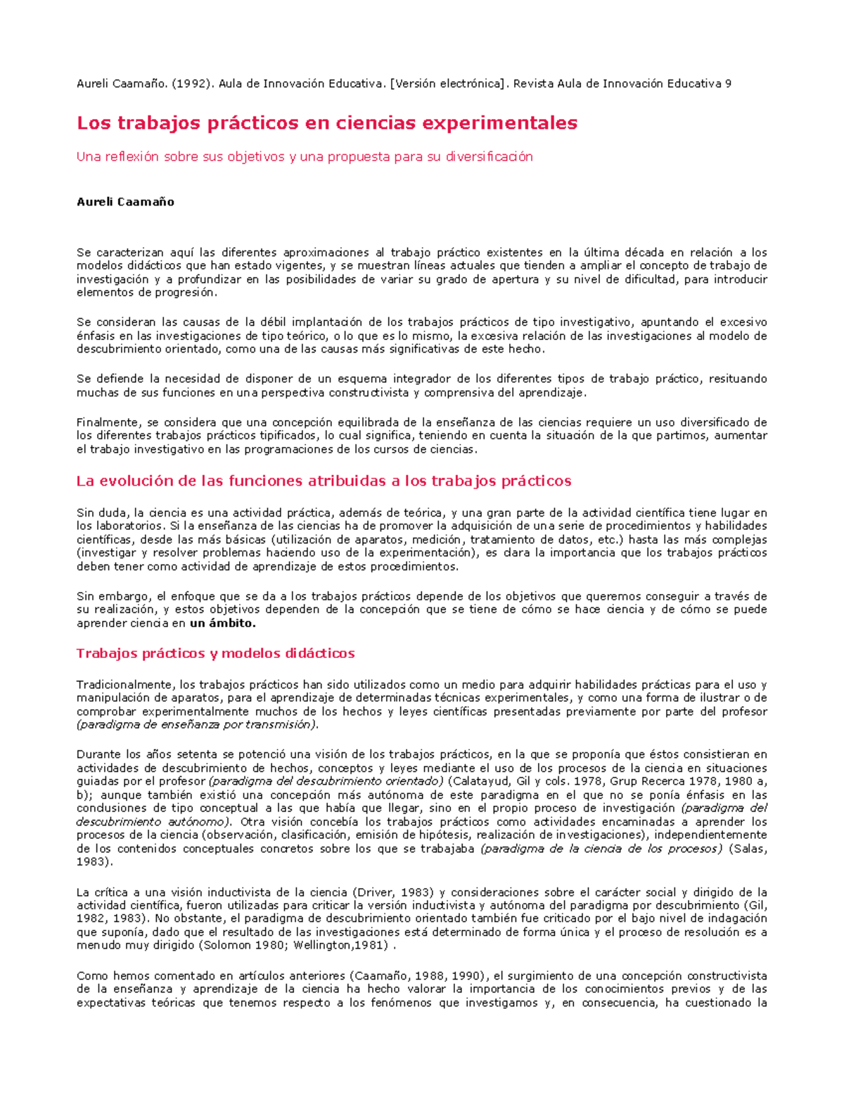 Ciencias Experimentales: Diversificación de Trabajos Prácticos - Studocu