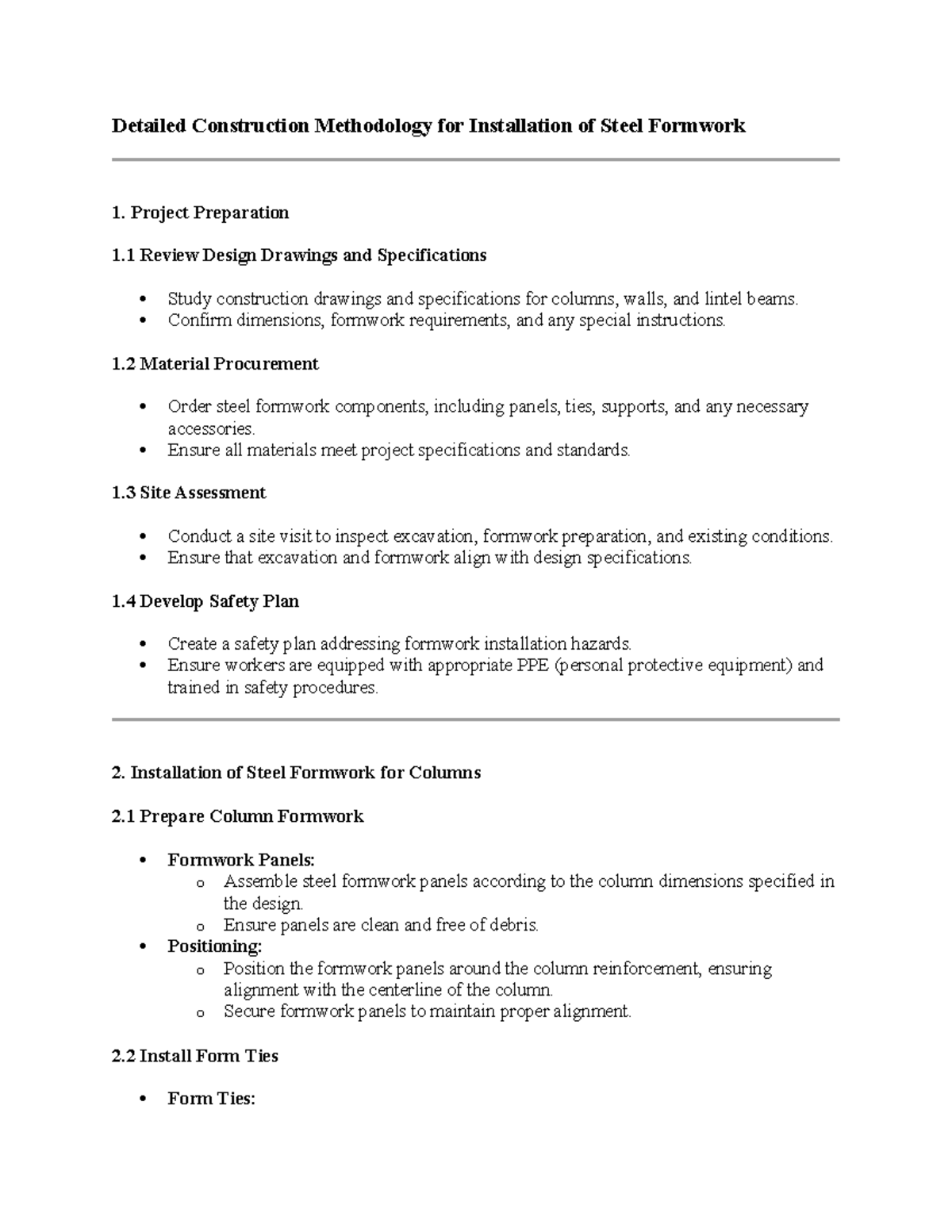 Construction Methodology for Steel Formwork Installation in Projects ...