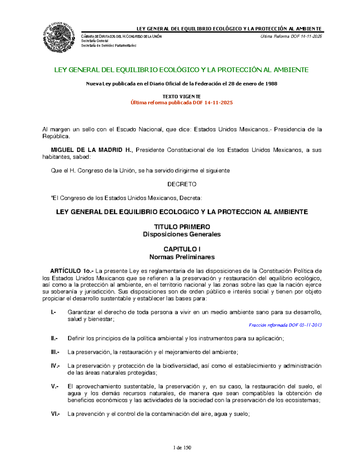 Ley General del Equilibrio Ecológico y Protección al Ambiente - LGEPA ...