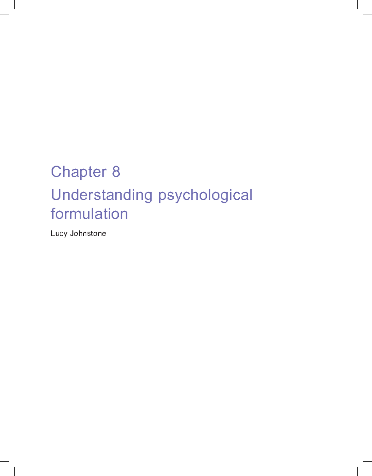 Chapter 8 - Exploring Psychological Formulation in Therapy - Studocu