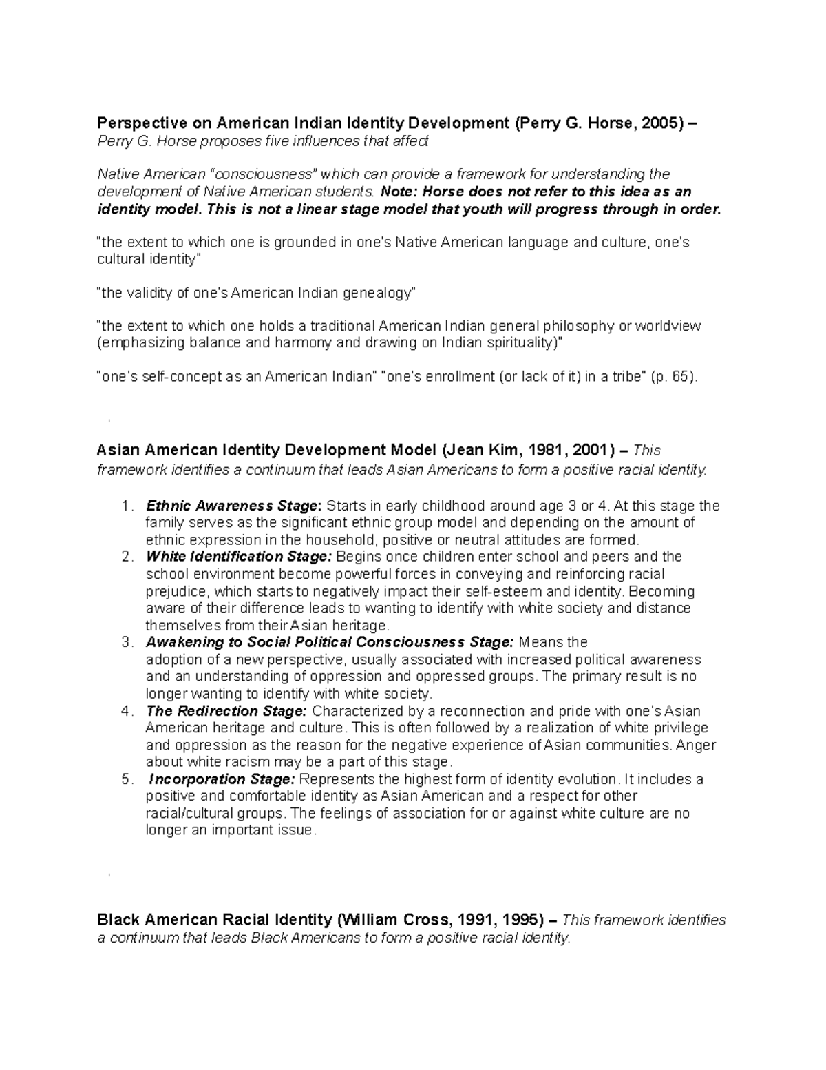 Racial Identity Development Models: Insights & Frameworks - Studocu