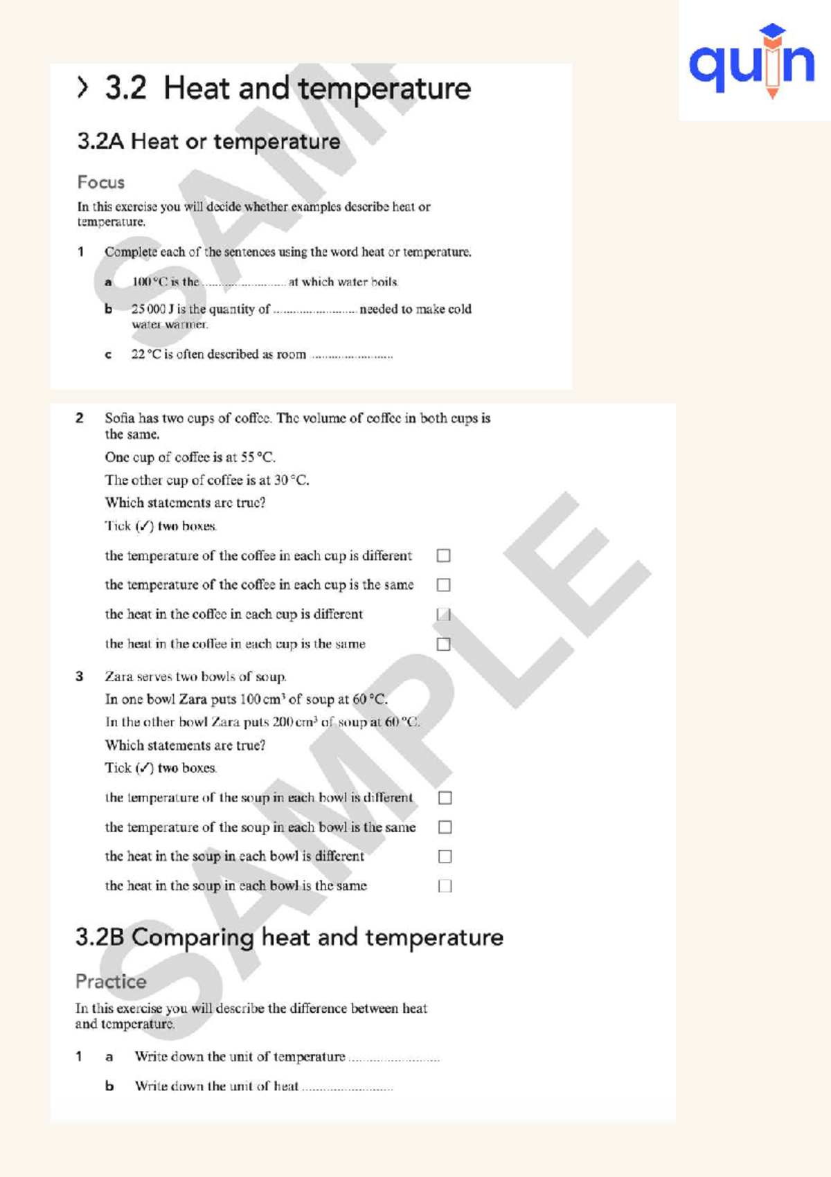 Science 9 Chapter 3.2 Homework: Heat vs. Temperature Exercises - Studocu