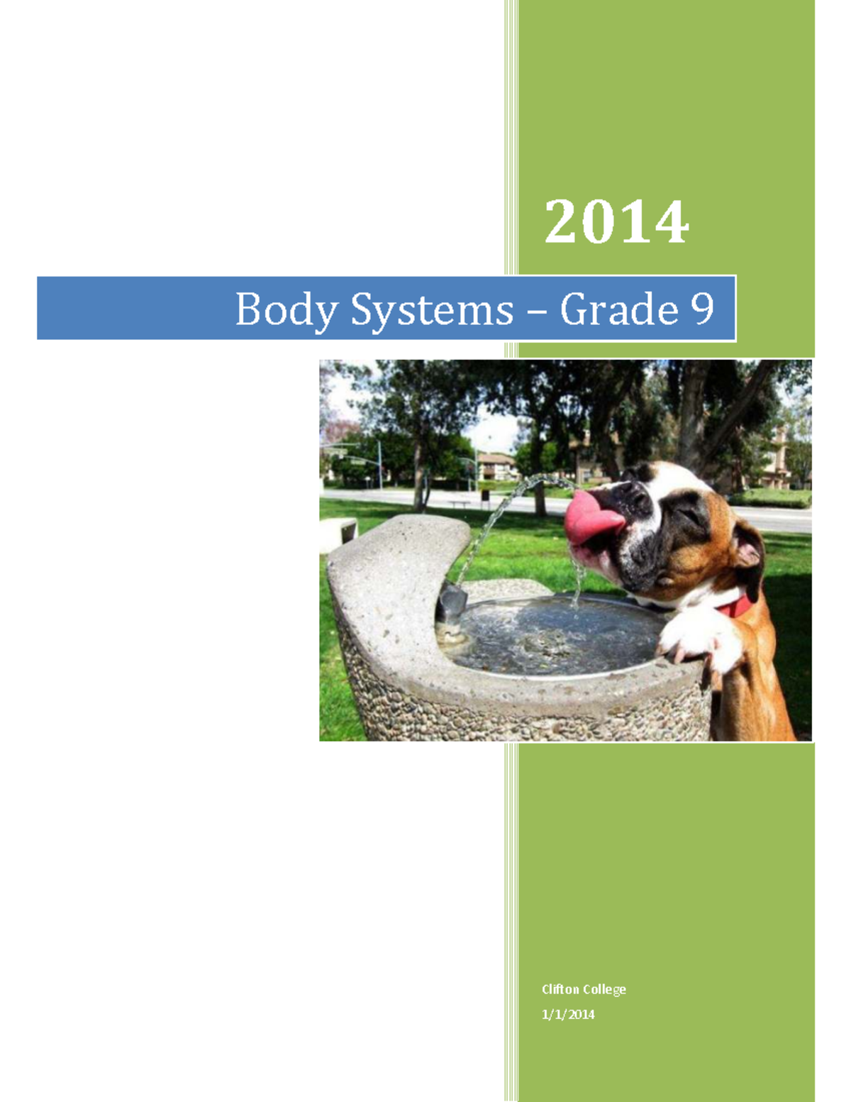 Grade 9 Natural Science Body System Notes - 2014 Clifton College 1/1 ...