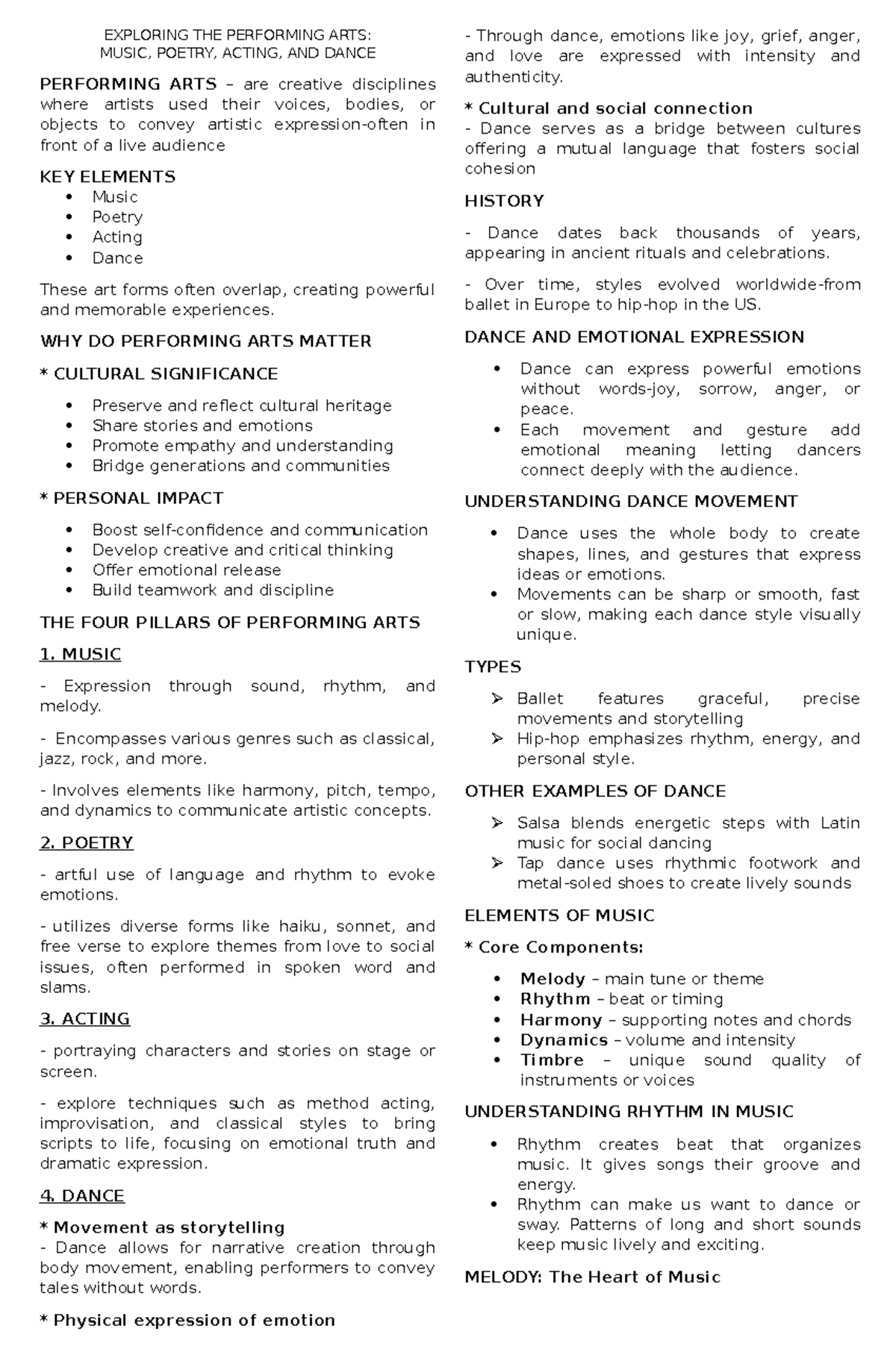 Art Appreciation (HUM 101): Exploring the Essence of Performing Arts ...