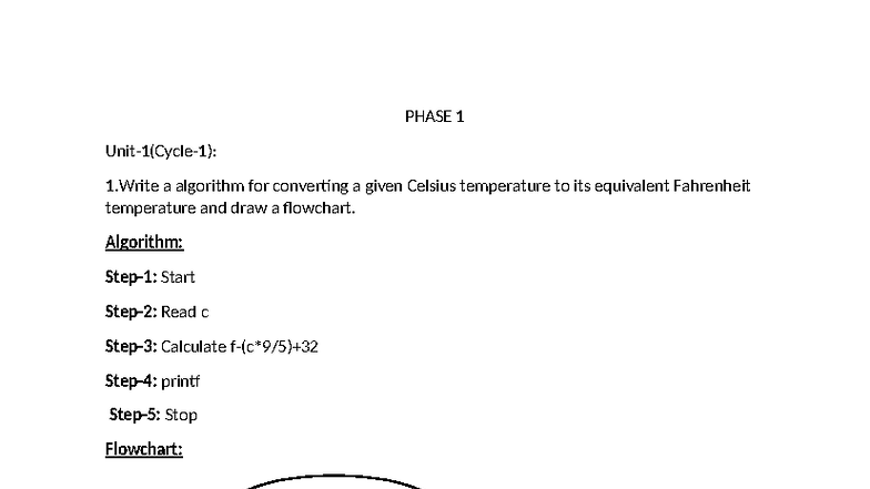 PSUC LAB Programs: Algorithms & Flowcharts for C Tasks - Studocu