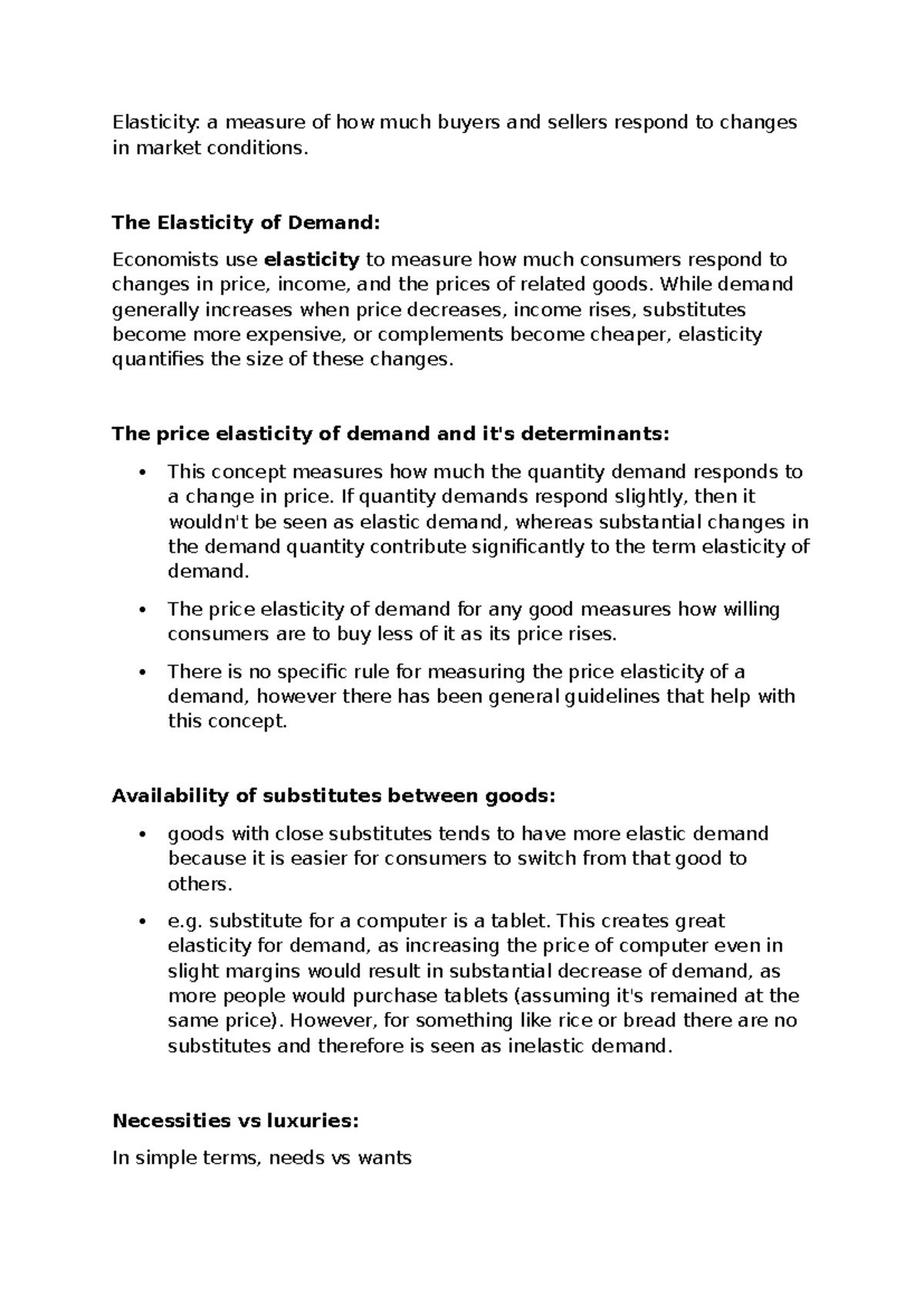 Elasticity Revision: Understanding Demand and Supply Responses - Studocu