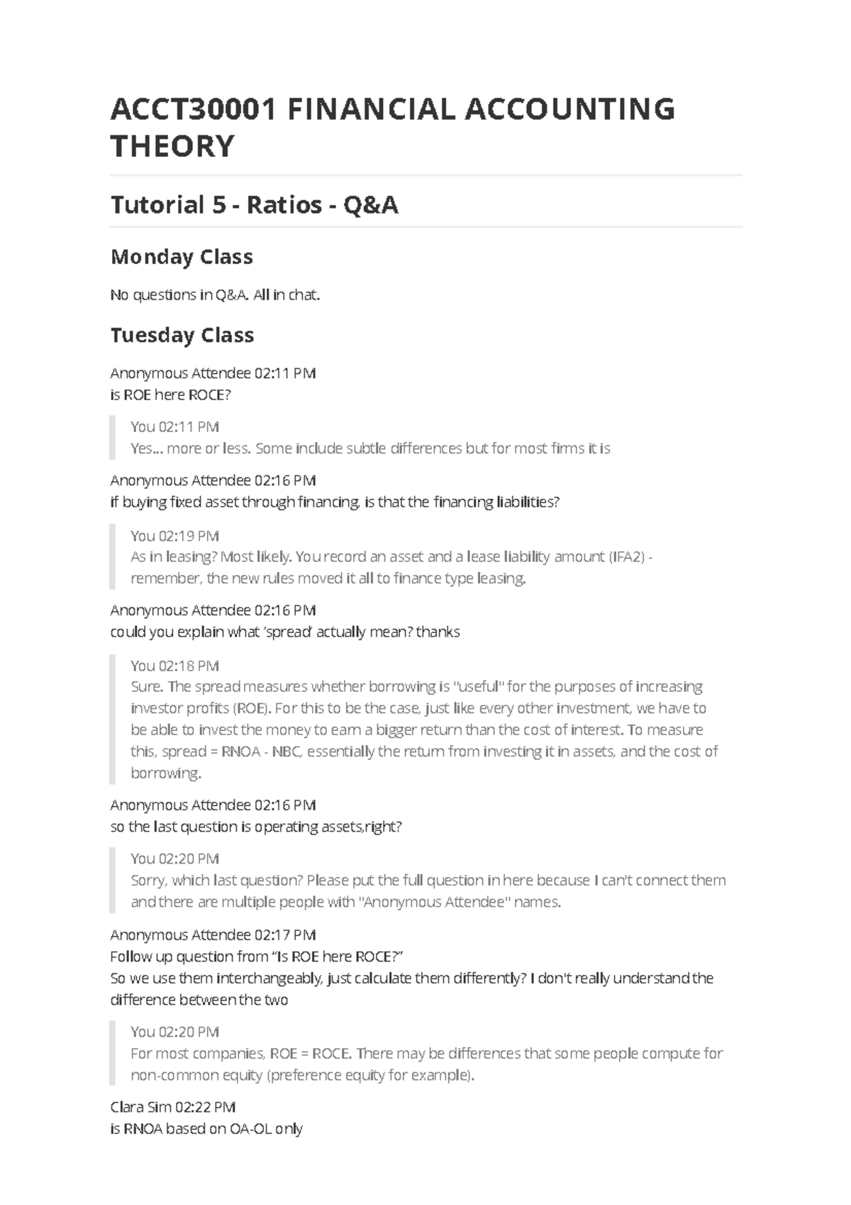 Online Tutorial 5 - Q&A - ACCT30001 FINANCIAL ACCOUNTING THEORY ...