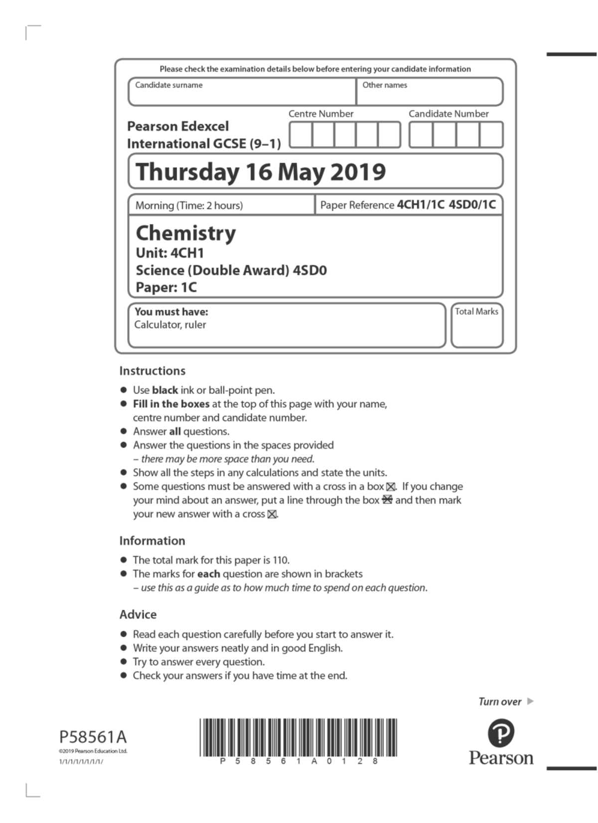 2019 Chemistry Paper 1 Exam Questions and Answers - Studocu