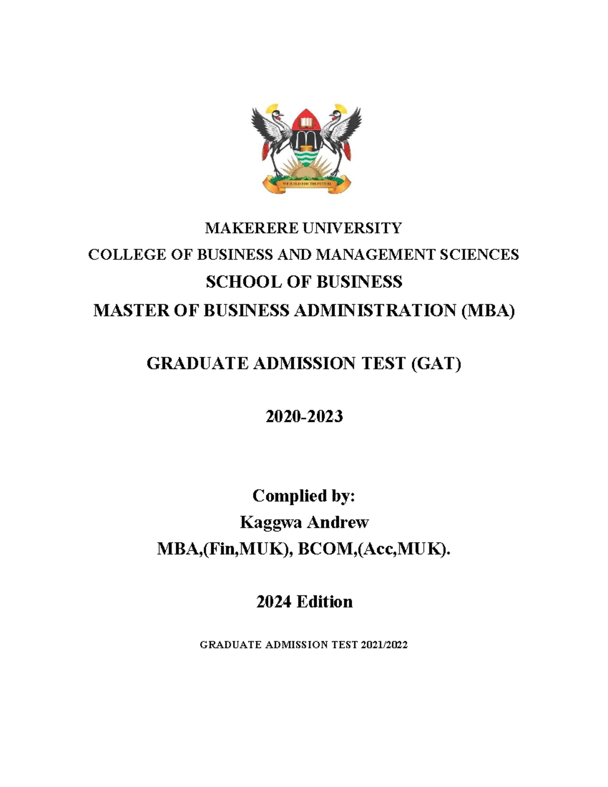 MBA GAT Quantitative Questions - 2024 Edition - Studocu