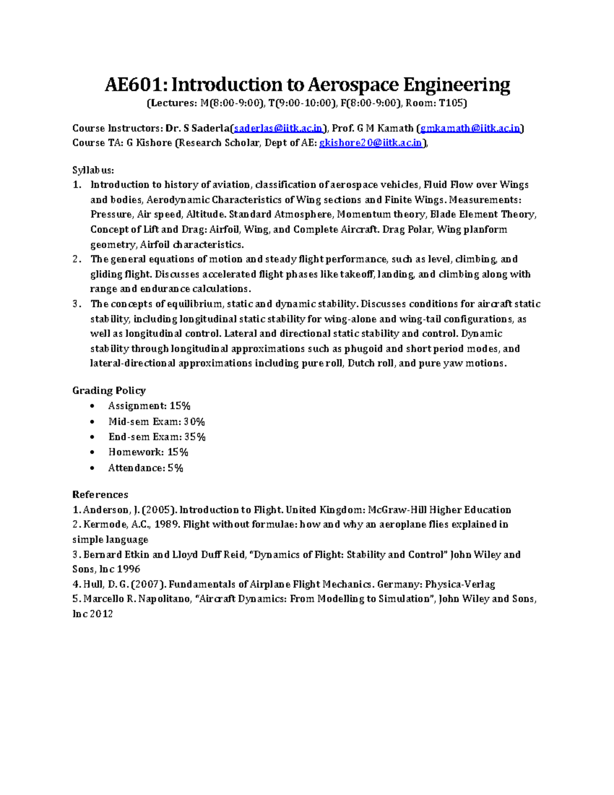 AE601: Intro to Aerospace Engineering Course Handout - Studocu