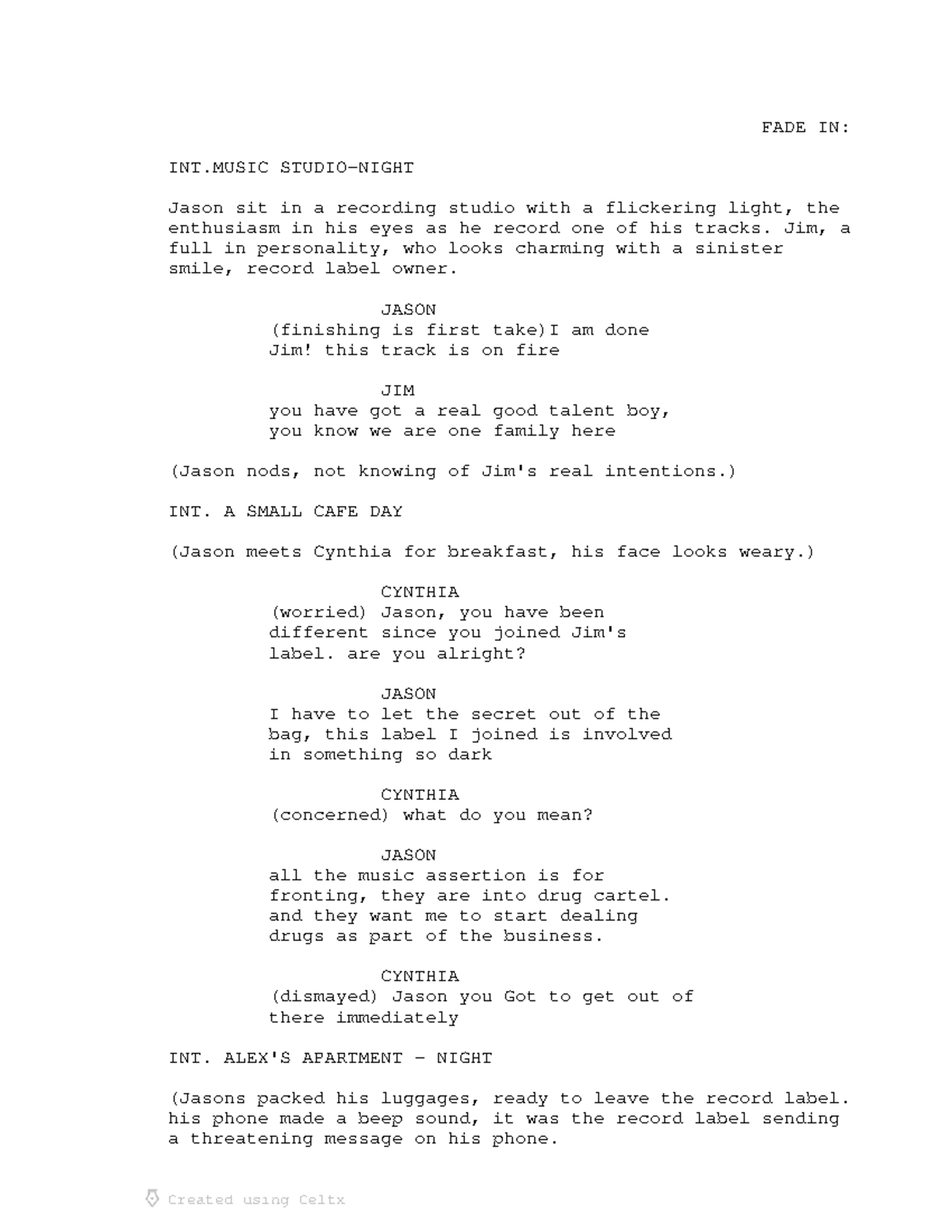 Script My Project-2: Dark Secrets in the Music Industry - Studocu