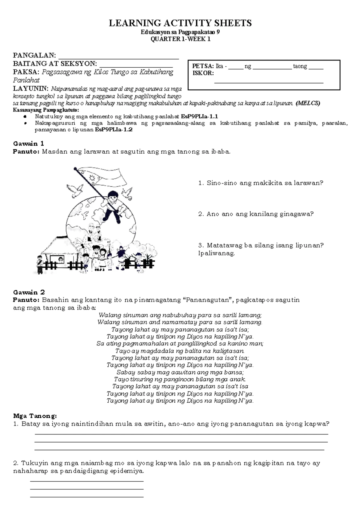 Las-week-2-q1-esp9 compress - LEARNING ACTIVITY SHEETS Edukasyon sa Pagpapakatao 9 QUARTER 1 ...
