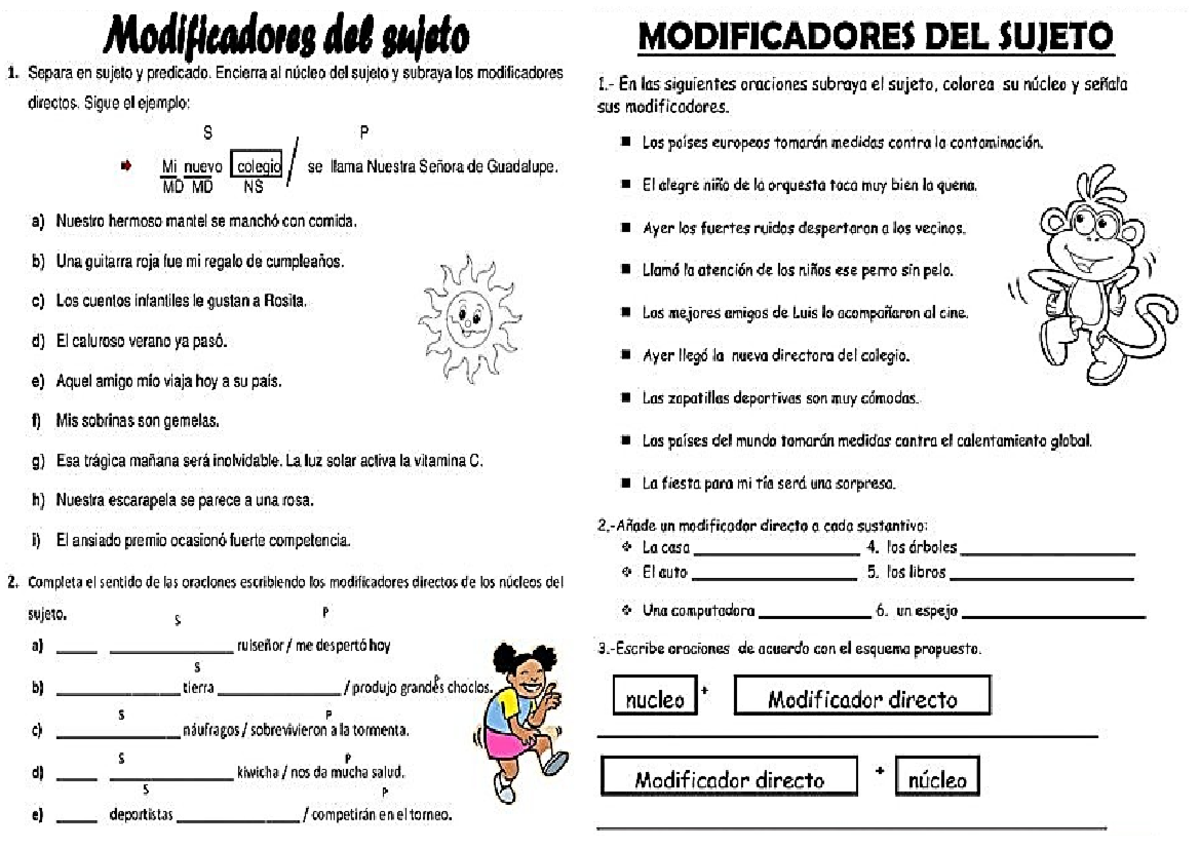 Modificadores del Sujeto: Ejercicios y Actividades de Análisis - Studocu