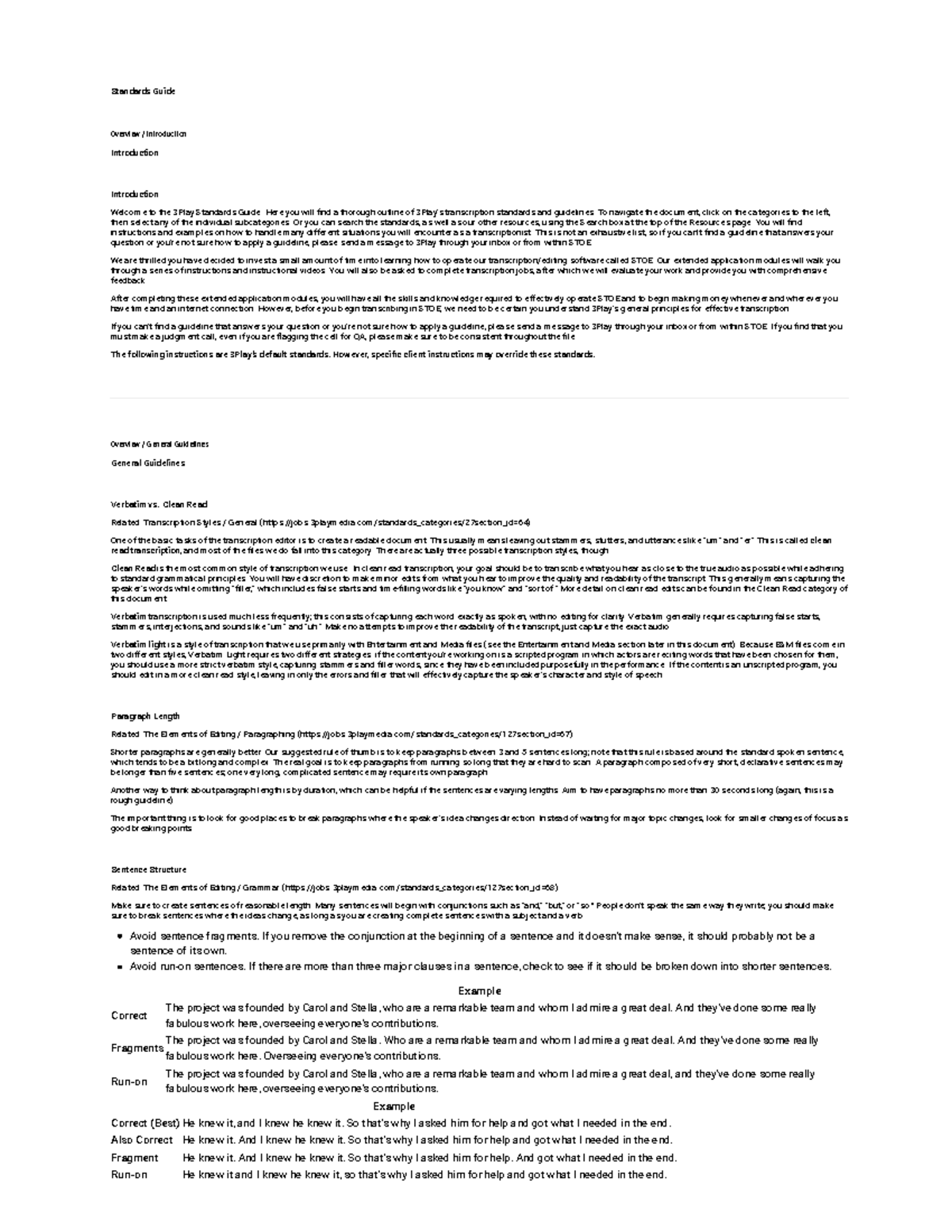 3Play Media Transcription Standards Guide for STOE Users - Studocu