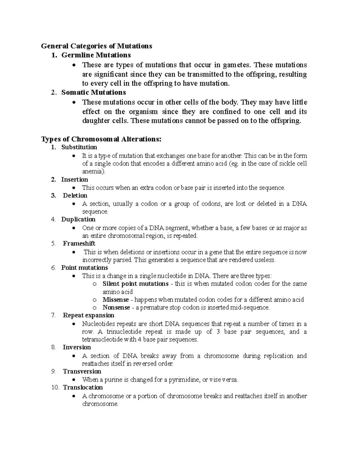 Types-of-Mutation - animal breeding - General Categories of Mutations 1 ...