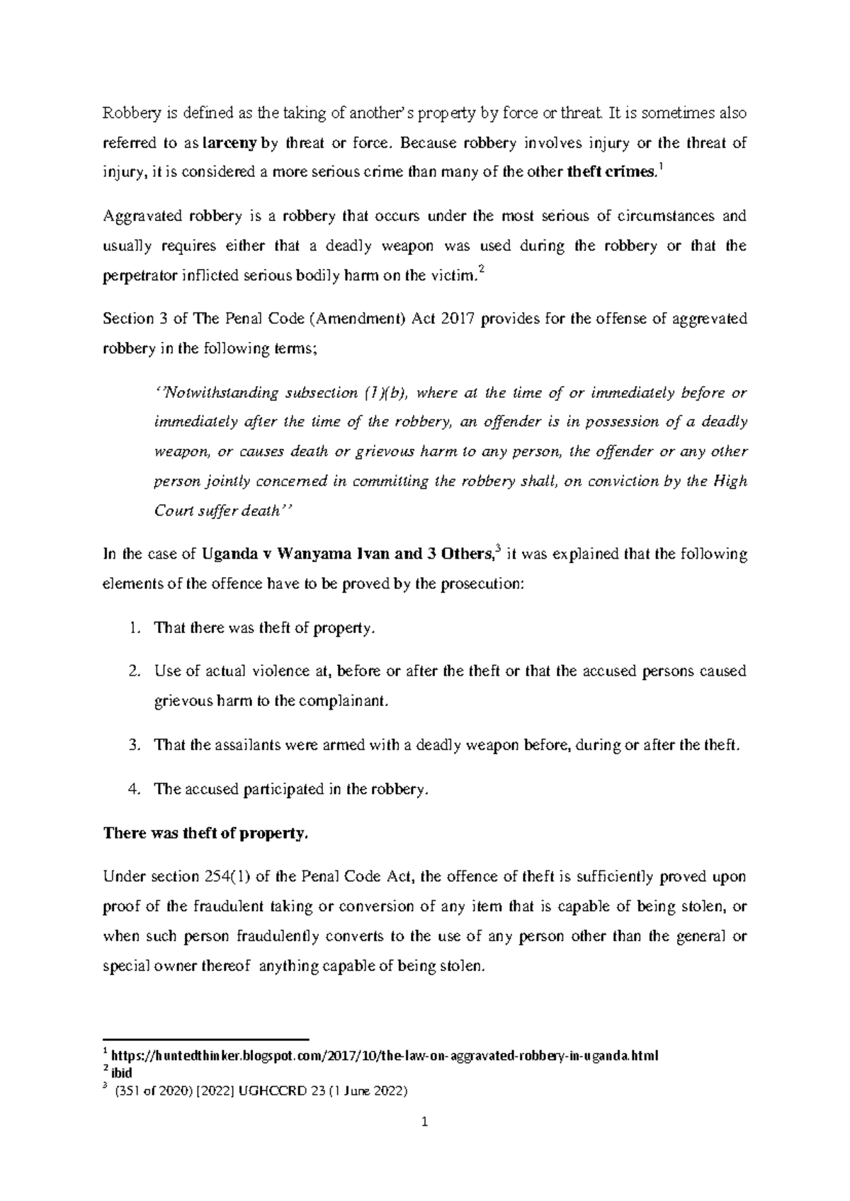 Understanding Aggravated Robbery in Penal Code: Legal Insights - Studocu