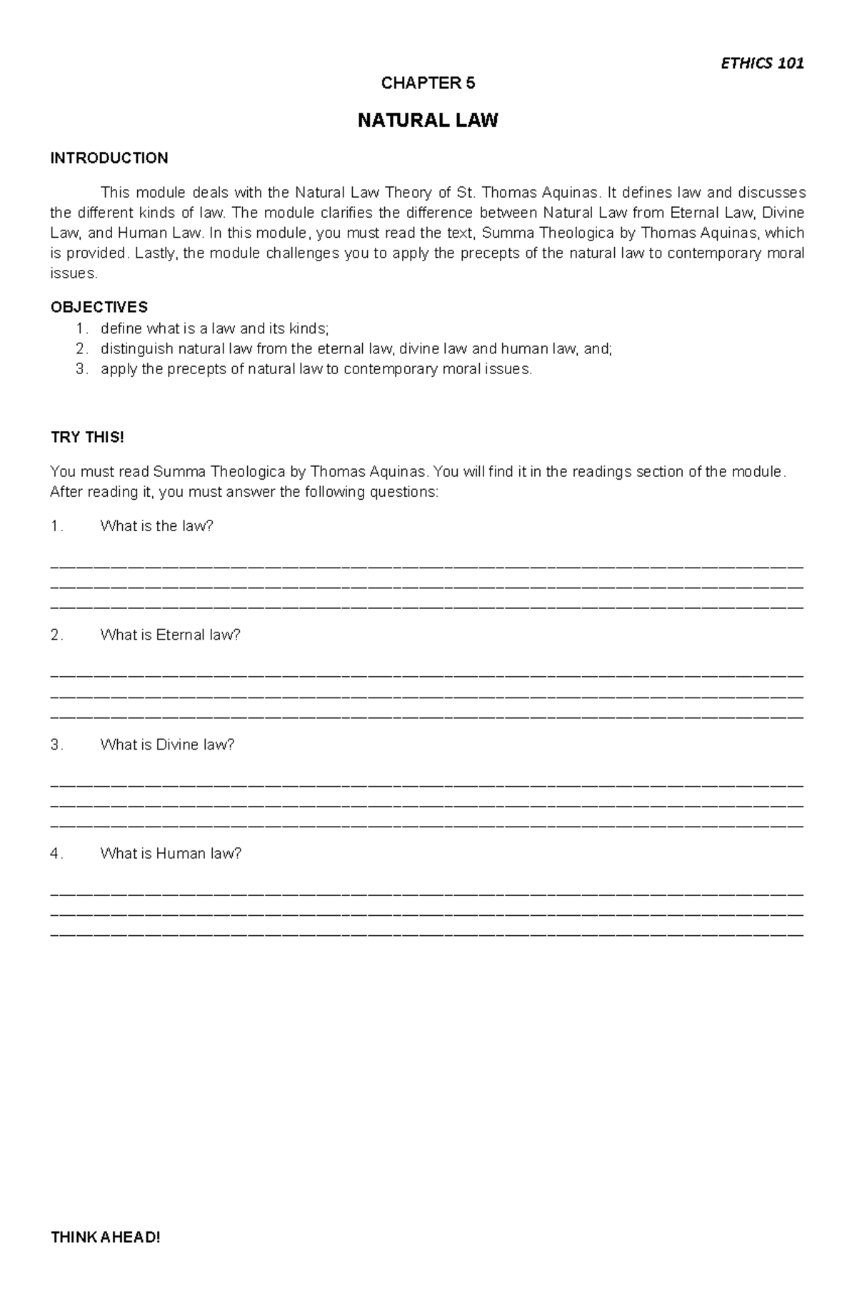 Chapter 5: Natural Law Theory and Its Ethical Implications - ETHICS 101 ...