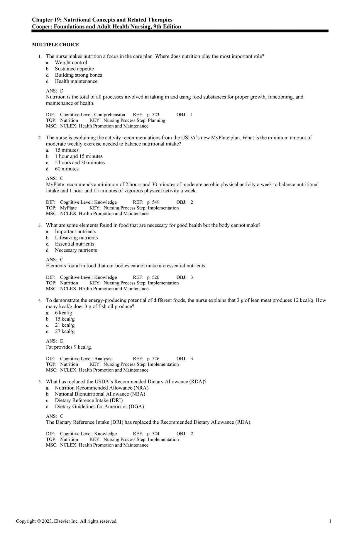 Chapter 11 - 2023 - NURSINGTB Chapter 11: Admission, Transfer, and ...
